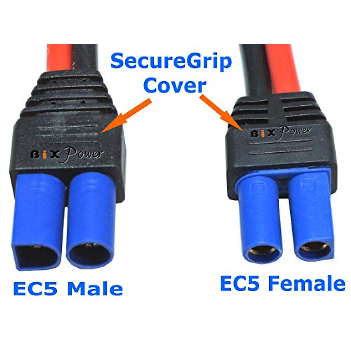 EC5 Male Connector to EC5 Female Connector with SecureGrip Cover and Silicone Rubber Insulated 10AWG Wires DC Power Cable