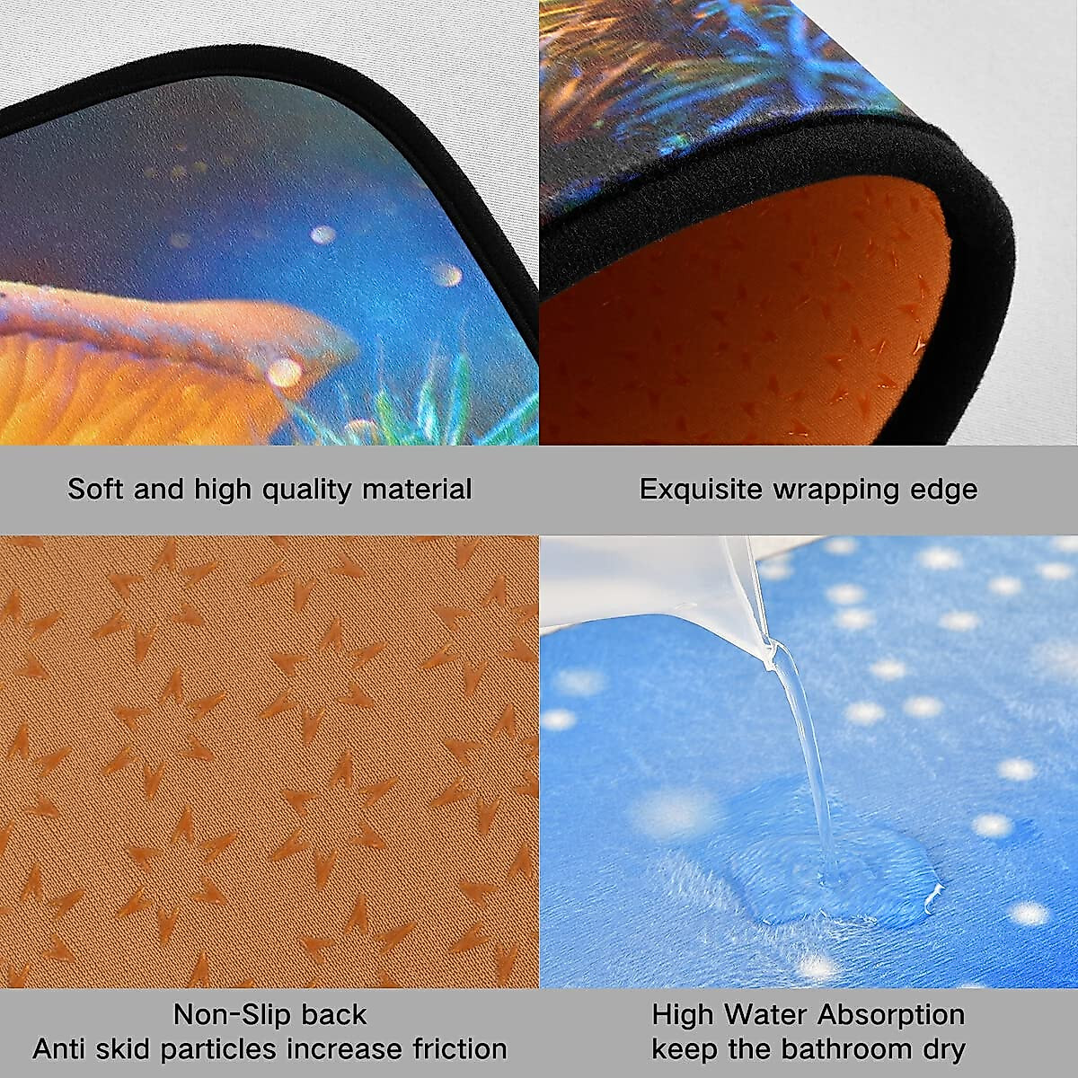 Emelivor Fantasy Glowing Mushrooms Kitchen Rugs and Mats Set 2 Piece Non Slip Washable Runner Rug Set of 2 for Kitchen Floor Home Decorative Laundry