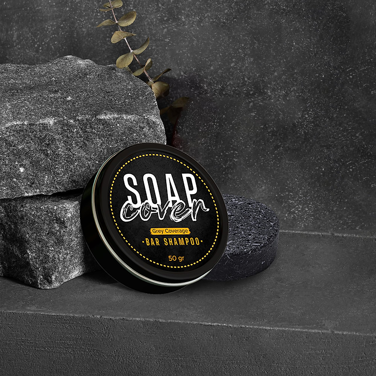 Soap Cover Black Soap for Gray Hair, Gray Hair Reverse Bar Shampoo, 1.7 Oz