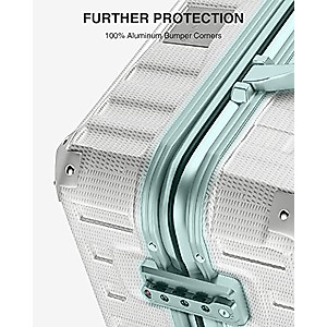 LUGGEX Aluminum Frame Luggage Sets, 100% Polycarbonate Hard Shell Checked Suitcase with 4 Corners, Zipperless Luggage with Spinner Wheels