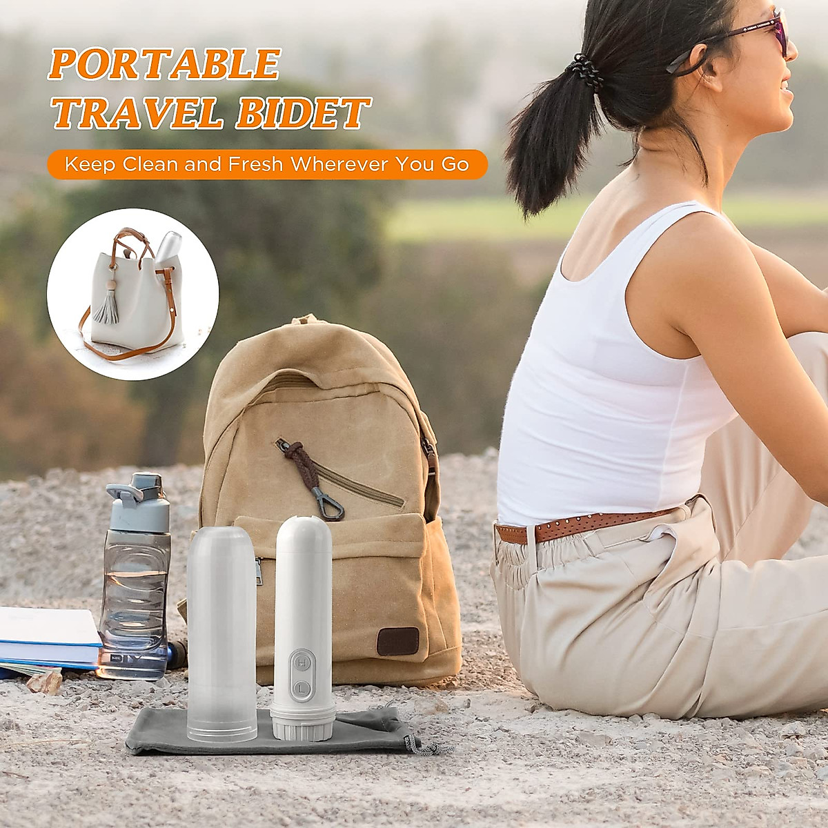Travel Portable Bidet - Foldable Handheld Bidet Sprayer, with H/L 2 Electric Modes, Toilet Paper Substitutes, for Personal Hygiene Cleaning/Postpartum Care/perineal & Hemmoroid Nursing