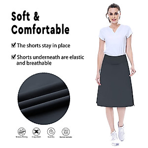 beroy Women Skorts Skirts with Three Pockets,Skirted Leggings for Women(S Dark Grey)