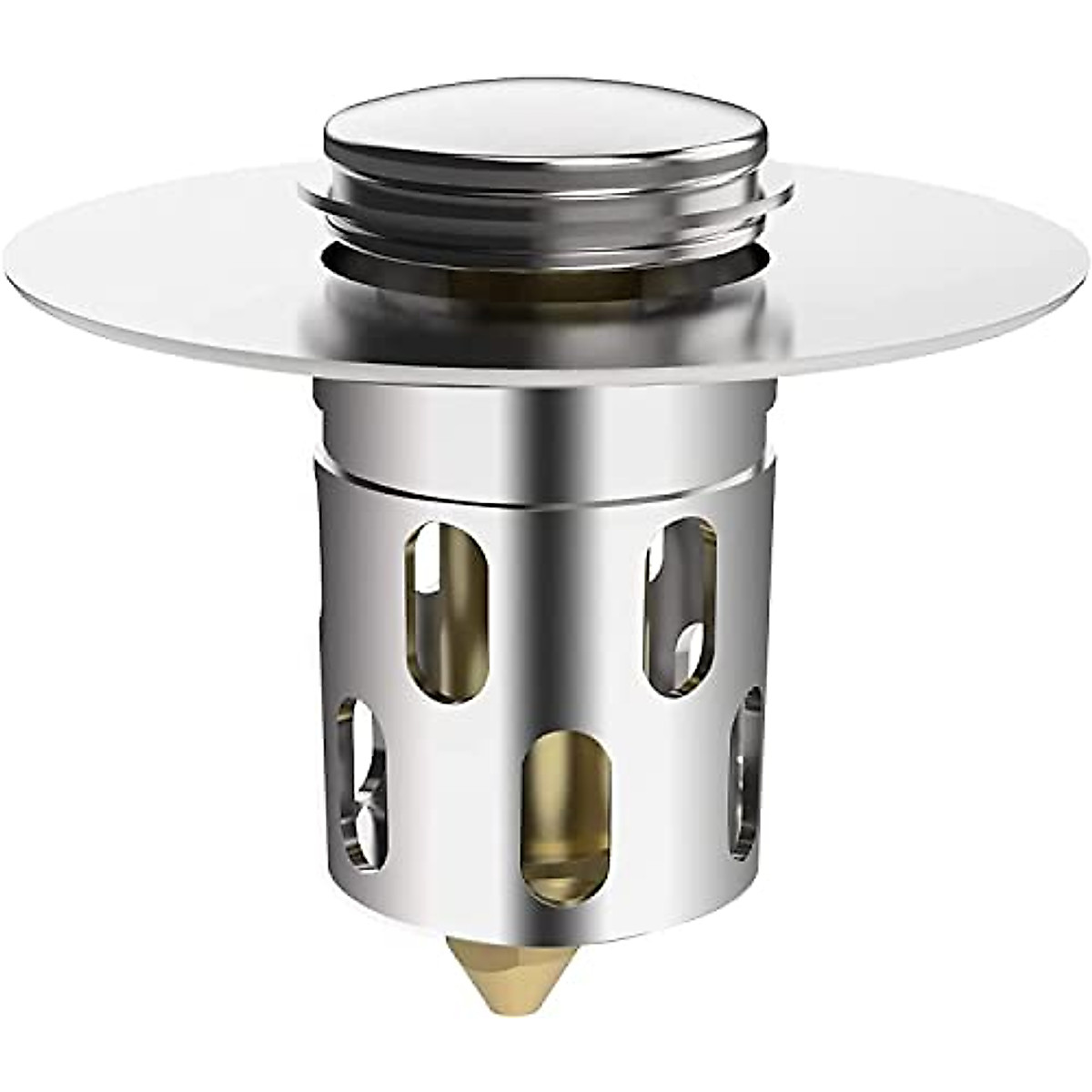 2 Pack Universal Bathroom Sink Stoppers, Fits for 1.1-1.96” Sink Drain Strainer, Pop Up Sink Drains Anti Clogging Filter with Basket Hair Catcher for Bathroom Sink Faucet Vessel Vanity（Silver）