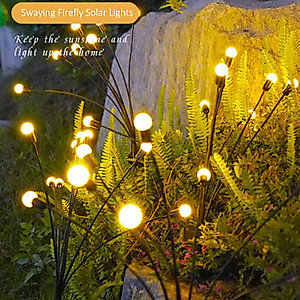 VeiledMoon Swaying Firefly Solar Lights for Garden，Waterproof Pathway Lights Decoration，Pack of 2,Bobbing About in The Breeze(6 Bulbs)