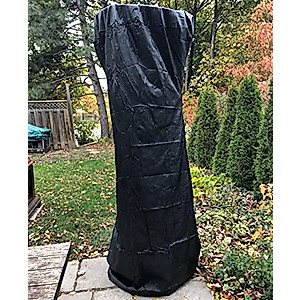 J&C Patio Heater Cover-Black Waterproof Dust-Proof Durable Veranda Outdoor Heater Cover with Zipper for Round Stand Up Patio Heater (86x19x33in)
