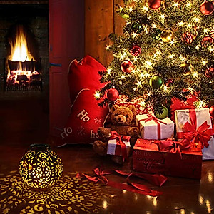 2 Pack Solar Lanterns Outdoor Waterproof Hanging, Solar Powered Lantern Warm White Retro Garden Lanterns, Hollowed-Out Metal Lantern Outdoor Decorative Lights for Yard, Lawn Porch Pathway, Landscape