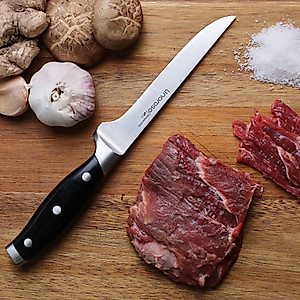 linoroso Boning Knife 5.7 inch Kitchen Knife with Elegant Gift Box, Sharp Forged German Carbon Stainless Steel Fillet Knife for Meat, Fish, Poultry, Full Tang, Ergonomic Handle