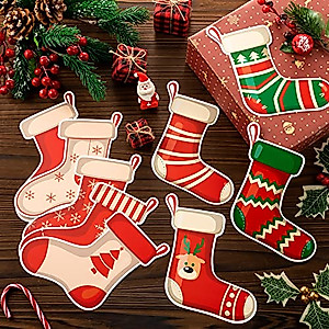 90 Pcs Assorted Christmas Stocking Cut-Outs Xmas Stocking Cut-Outs with Glue Point Dots Colorful Christmas Bulletin Board Decorations Xmas Name Tag Cutouts for Bulletin Border Office Party Favor