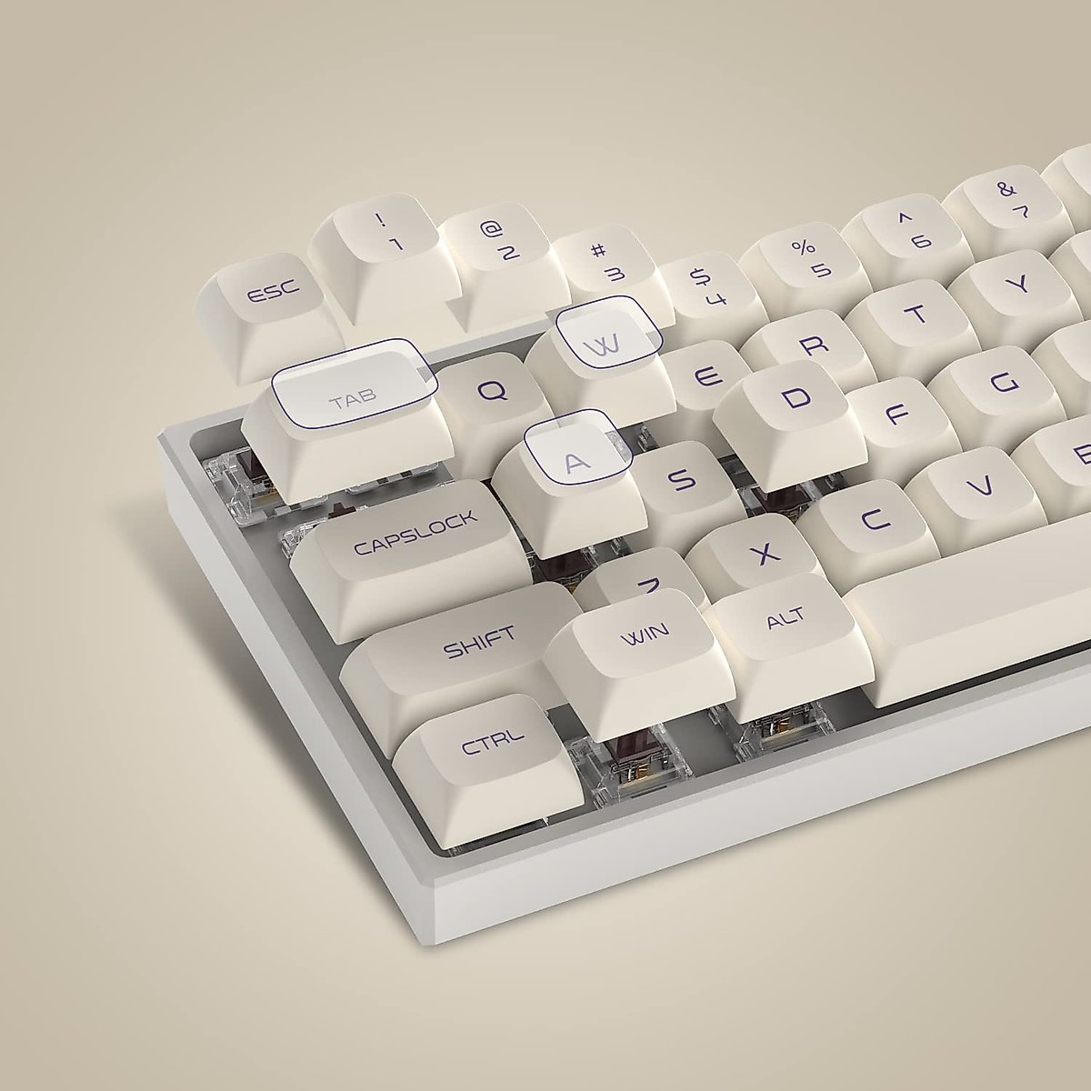 dagaladoo Retro Double Shot PBT keycaps Set Japanese Style Beige Custom Keycaps Dye-Sub XDA Profile keycaps Keyboard for Gateron MX Switches Mechanical Keyboard (134keys)