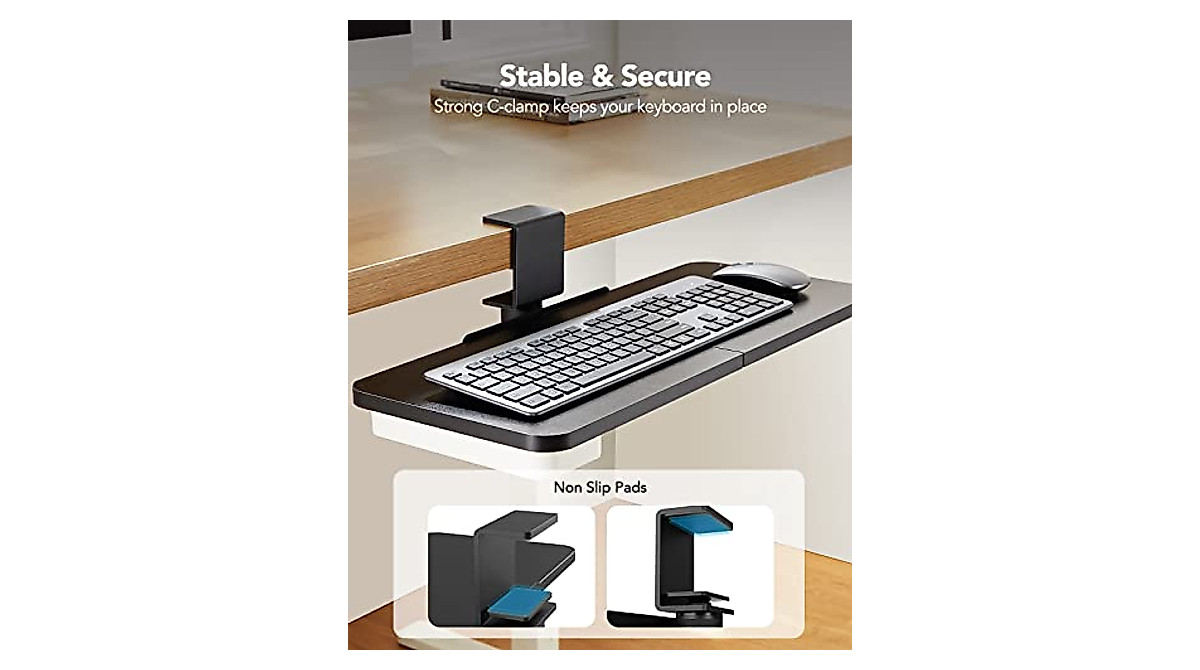 HUANUO Keyboard Tray Under Desk, 360 Rotating Keyboard Tray with ...