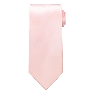TIE G 5pcs Tie Set in Gift Box : Solid Color Necktie, Satin Bow Tie, Pocket Square, Lapel, Cuff Links (Blush Pink)