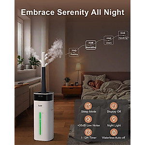 LACIDOLL Humidifier Large Room 5.3Gal/20L - Cool and Warm Mist Humidifiers for Home 3000 sq ft, Air Humidifiers for Bedroom with Diffuser&Extended Tube, Whole House Humidifiers for Nursery Baby Plants