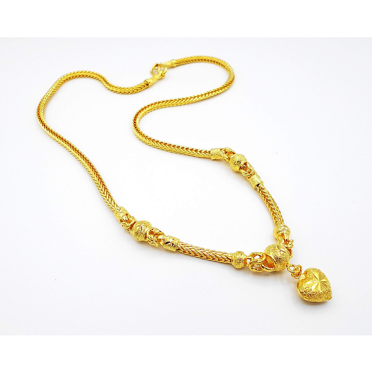 Chain 24k Thai Baht Yellow Gold Plated Filled Necklace Jewelry Women 20" Pendant Heart