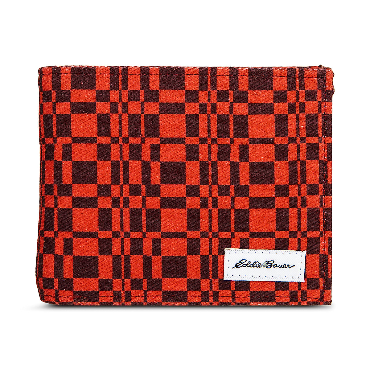 Eddie Bauer Men Signature Bifold Passcase Wallet (Available in Cotton Ripstop Nylon), Canvas Print-Red, One Size