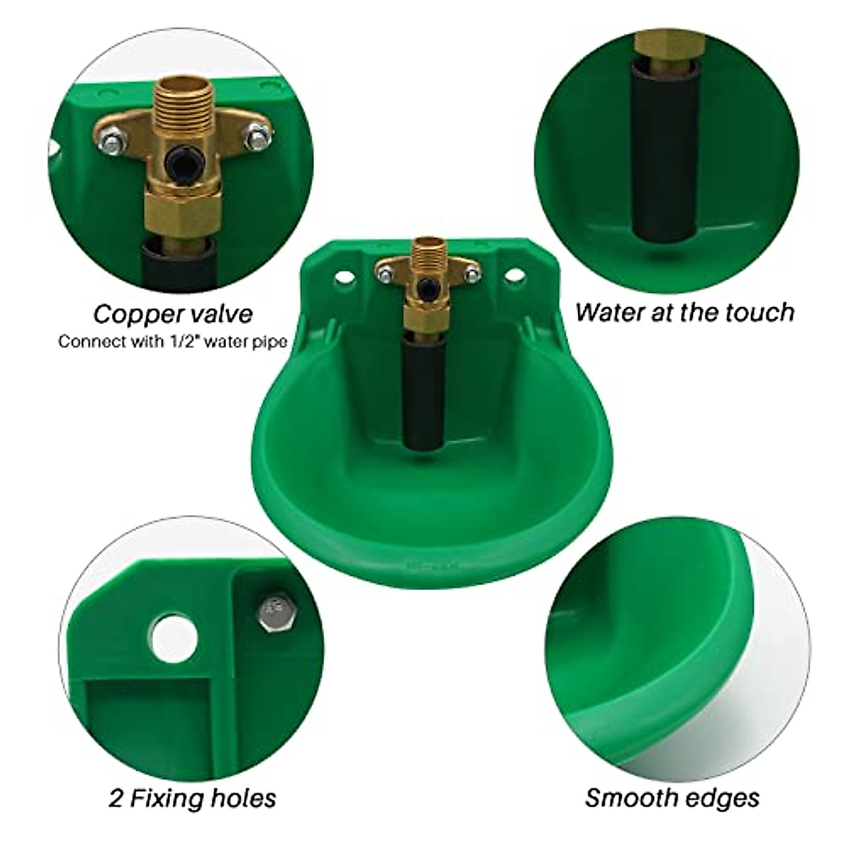 MINYULUA 2pcs Automatic Waterer Bowl Sheep Goats Drinking Bowl Farm Feeding Water Bowl Dispenser Plastic Drinking Trough Livestock Supply for Piglet Cattle Dog, Green