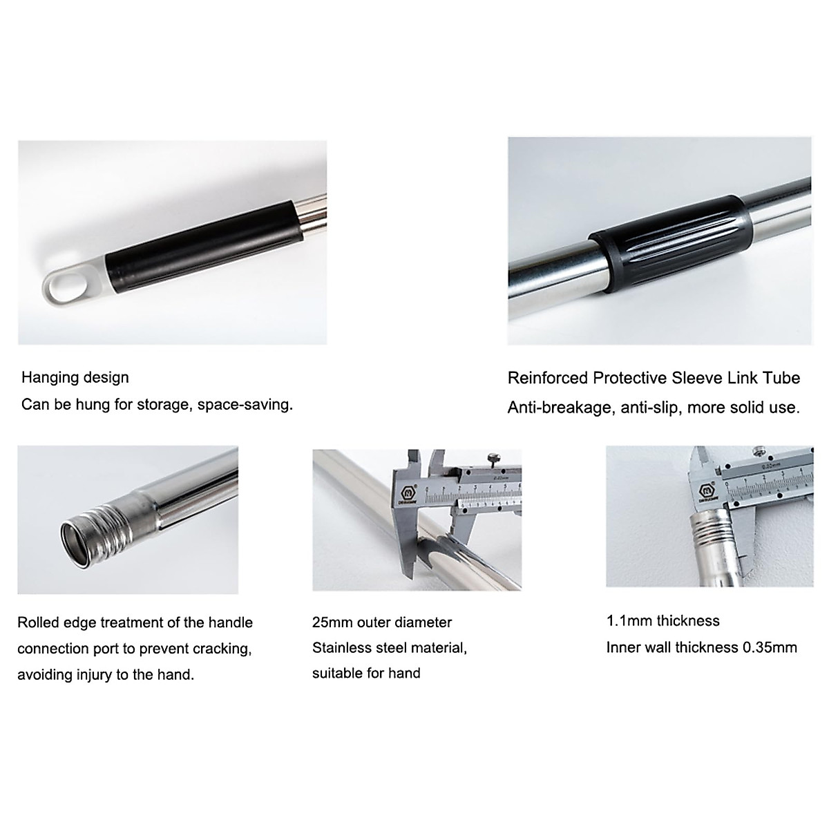 Xifando Heavy-Duty Push Broom Brush - 24" Wide, 65" Long Handle, Stiff Bristles - Perfect for Bathroom, Kitchen, Patio, Garage, Deck, Concrete, Wood, Stone, and Tile Floors (24" Black+Orange)