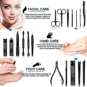 KISIDER Manicure Set Pedicure Kit - 18 PCS Premium Stainless Steel Nail Tools Manicure Kit Nail Clippers Nail Care Tools Nail Grooming Kits with Portable Travel Case Gift for Men Women