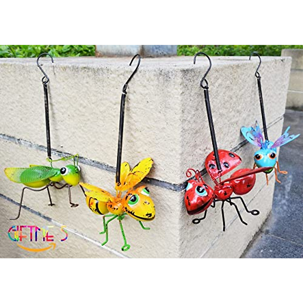 GIFTME 5 Metal Garden Sculptures Statues Yard Art Decoration,Set of 4 Garden Decor Perfect Hanging The Tree, Porch,Backyard or Patio Wall Decor