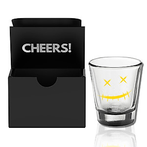 Tipsy Umbrella “SMILEY FACE” Shot Glass (BLACK) (1.75 oz) (2)