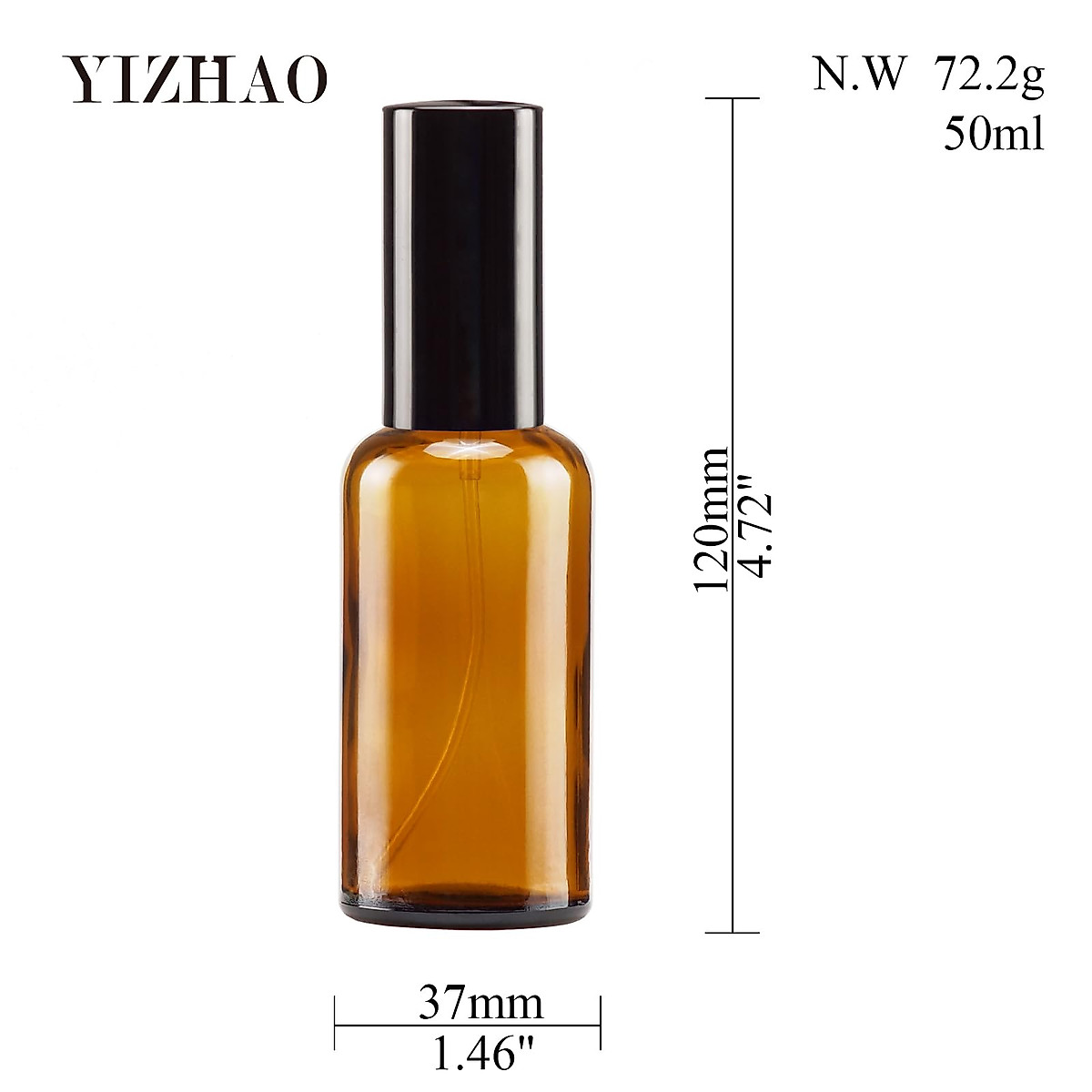 Yizhao Blue Glass Spray Bottles 2oz, with Small Fine Mist Spray, Metal Cap, Refillable for Essential Oil,Travel,Cleaning,Perfume,Aromatherapy,Makeup – 12 Pcs
