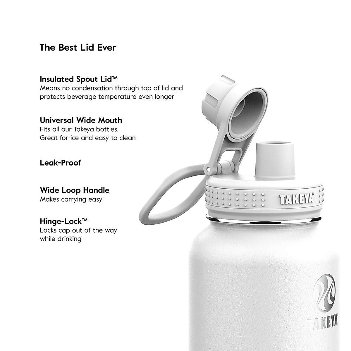 Takeya Actives Insulated Stainless Steel Water Bottle with Spout Lid, 18 Ounce, Arctic