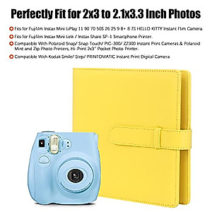 256 Pockets Photo Album for Fujifilm Instax Mini 11 12 9 7+ 40 Evo Liplay 90 8 Instant Camera/Mini Link SP-1 Printer, Photo Album for Polaroid Zink 2x3" Photo/Mint Zip Instant Camera Printer (Yellow)