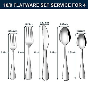 VIVANI 20 Piece Silverware Set Service for 4, Premium Stainless Steel Flatware Set, Superior Dishwasher Safe Cutlery Set, Utensil Sets, Spoons and Forks Set for Home Kitchen (V002)