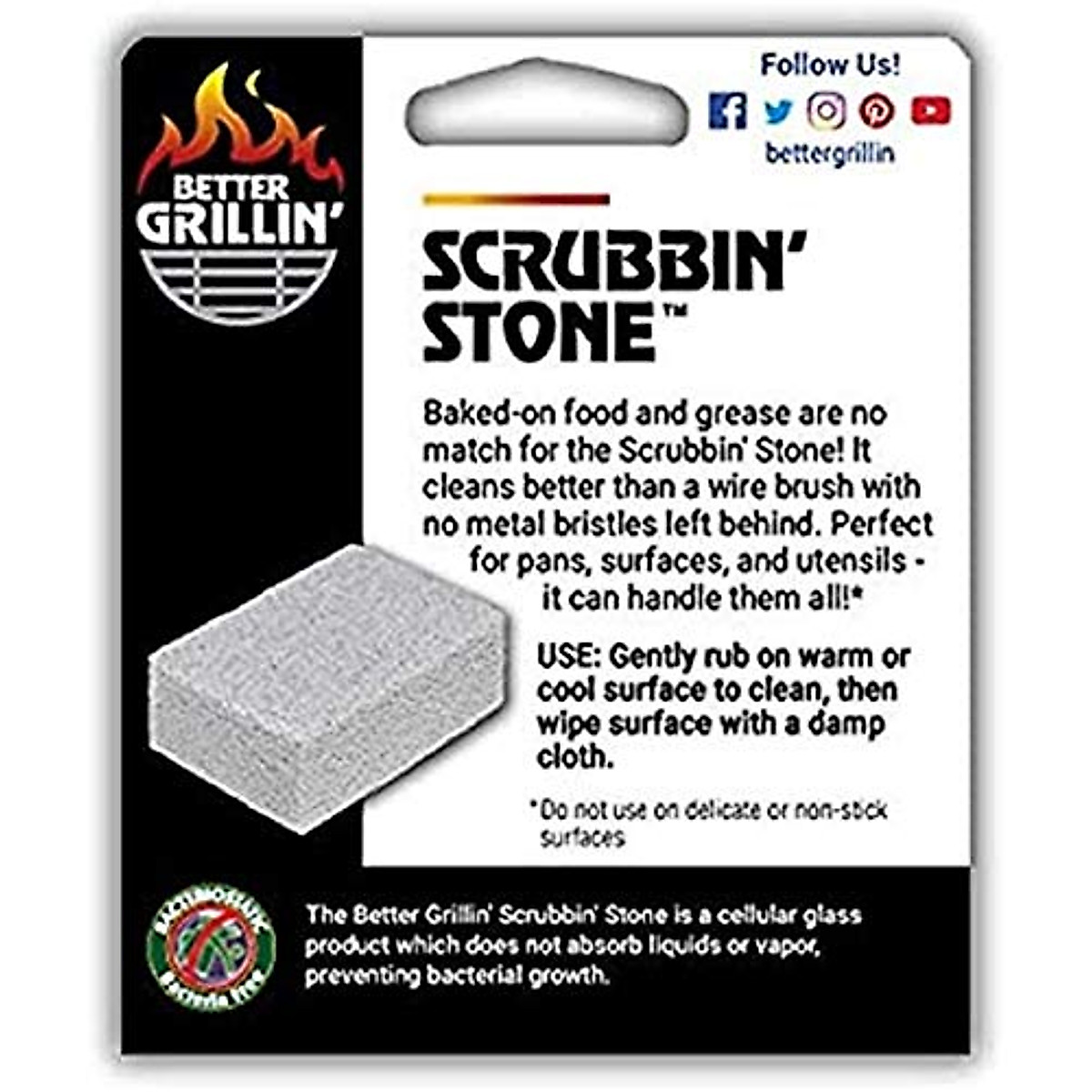 Better Grillin Scrubbin Stone Grill Cleaner-Scouring Brick/Barbecue Grill Brush/Barbecue Cleaner for BBQ, Griddle, Racks
