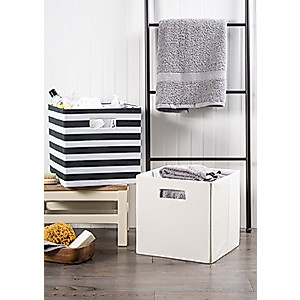 DII Polyester Cube Storage Collection Collapsible Hard Sided Bin, 13x13x13, Black
