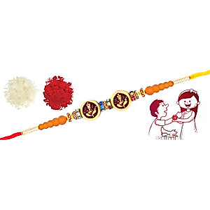 Indian Art Set of 4 Rakhi For Brother and Bhabhi Set Bro Rakhi With Cotton Thread Gift This Rakhi to Brother / Bracelets Rakhi Set /