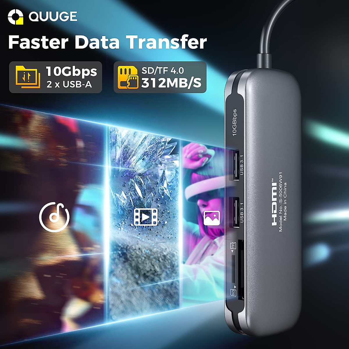 USB C Hub Multiport Adapter with 8K@30Hz / 4K@120Hz HDMI, 7 in 1 40Gbps USB C Docking Station for Laptop [100W PD, 10Gbps Data, 2.5G Ethernet, TF/SD 3.0] Compatible with MacBook Pro Air HP Dell More