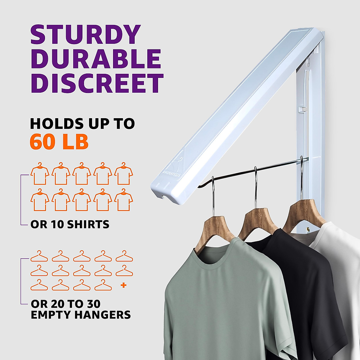 InstaHanger Closet Organizer, The Original Folding Drying Rack, Wall Mount