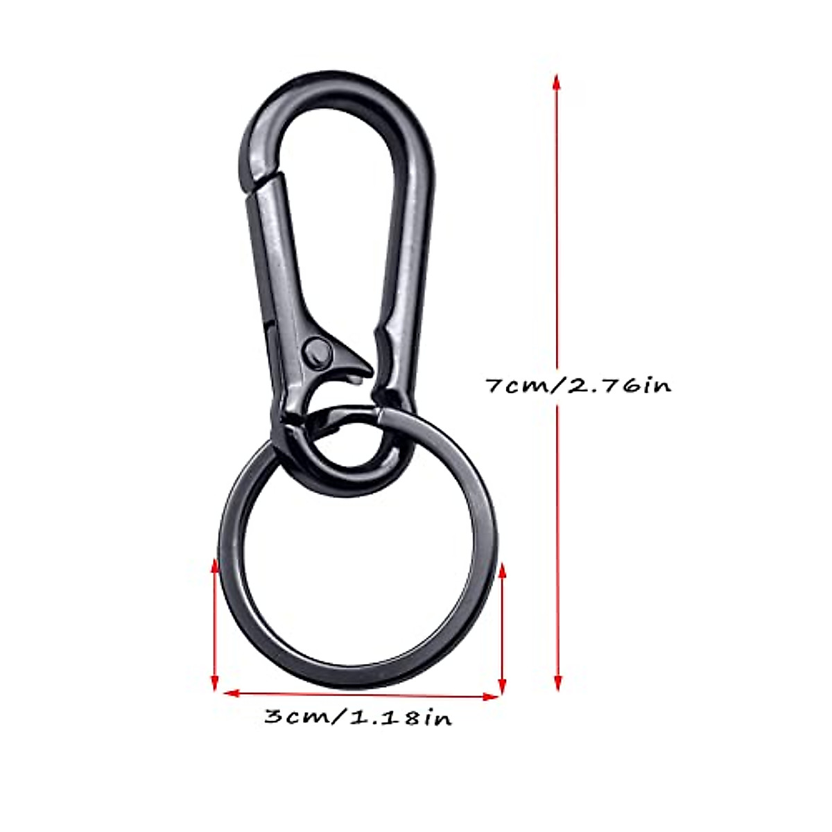 2Pieces Key Ring Keychain keyclips for Keychains, Key Chain Rings Carabiner Heavy Duty with Metal for Men Women(Black)
