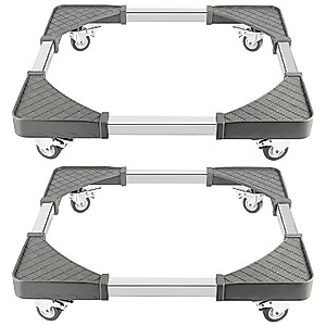 HAKZEON 2 Packs Telescopic Furniture Dolly with 4 Locking Swivel Wheels, Movable Stand Base Adjustable Washer Roller Dolly, Moving Cart for Washing Machine, Refrigerator, Dryer, Load Up 480 LB