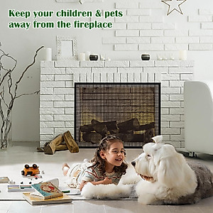 Fireplace Screen Safe Mesh Gate Child Proof Fireplace Mesh Screen Fireplace Barrier Guard Fireplace Net Adhesive Fireplace Cover Fireplace Doors for Existing Fireplace for Toddler Baby Pets 39*32inch