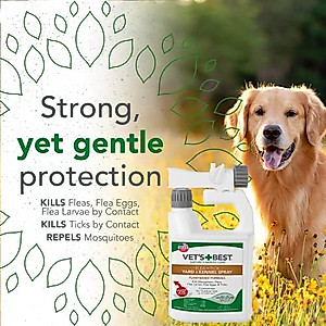 Vet's Best Flea and Tick Yard and Kennel Spray - kills Mosquitoes with Certified Natural Oils - Plant Safe with Ready-to-Use Hose Attachment - 32 oz