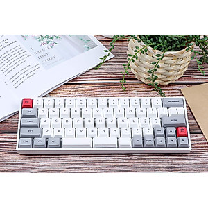 EPOMAKER SK66S 60% Keys Bluetooth 5.1 Wireless Wired Dual Mode Gateron Optical Mechanical Gaming Keyboard with RGB Backlight and PBT Heat Sublimation Keycaps (Gateron Optical Red, Grey White)