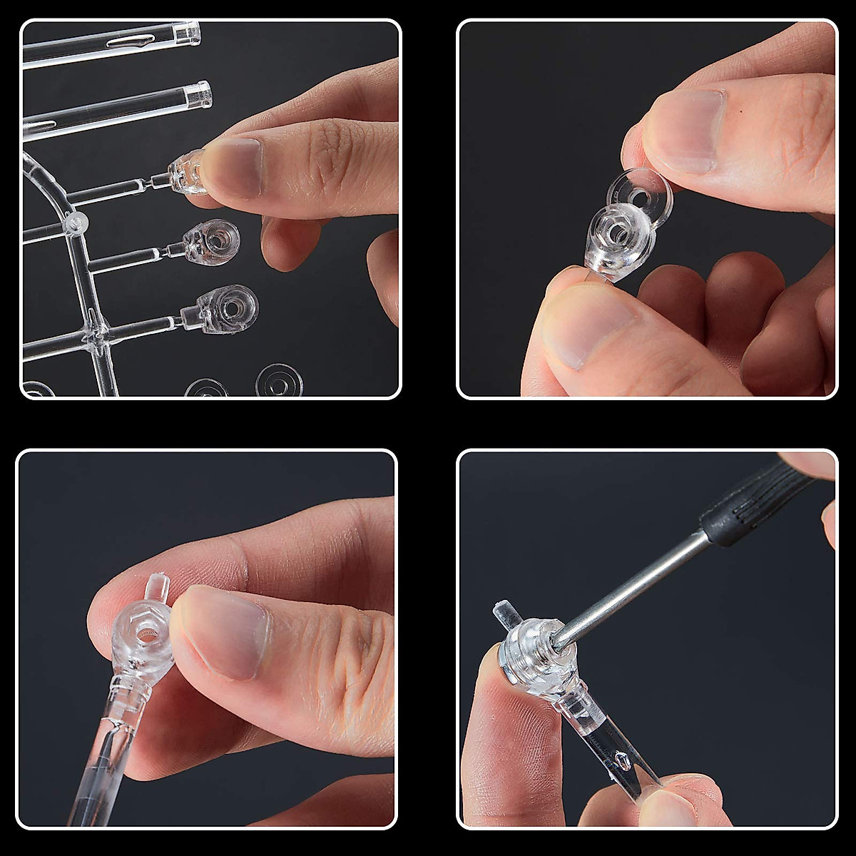 Jetec 9 Pieces Action Figure Display Holder Base Clear Action Figure Display Stand Doll Model Support Stand Action Figures Doll Display Holder Compatible with HG RG SD SHF Gundam 1/144 Toy