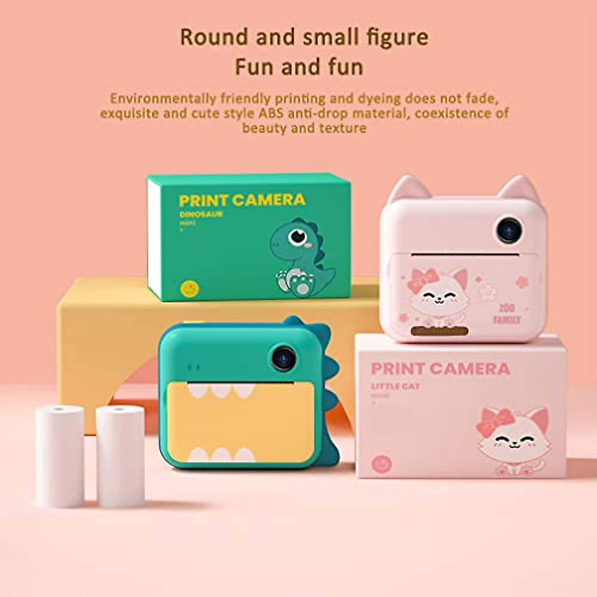 QSYY Printable Children's Camera, Wrong Title Printer, Photo Video Digital Camera, Birthday for Boys and Girls, with 32G Memory and Printing Paper,Pink