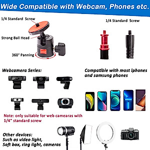 Tall Cell Phone Tripod, Phone Floor Video Tripod, Adjustable Gooseneck Phone Tripod with Carry Bag, 360 Swivel Head, Phone Clamp for iPhone16 /Pro/Pro Max/Plus/15/14/13/12/11, S22 S21