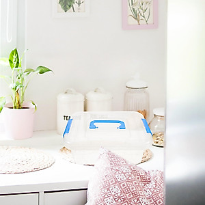 5Pcs Transparent Desktop Storage Box with Handle Carrying Case for Toys Arts Crafts Tools and Office Supplies