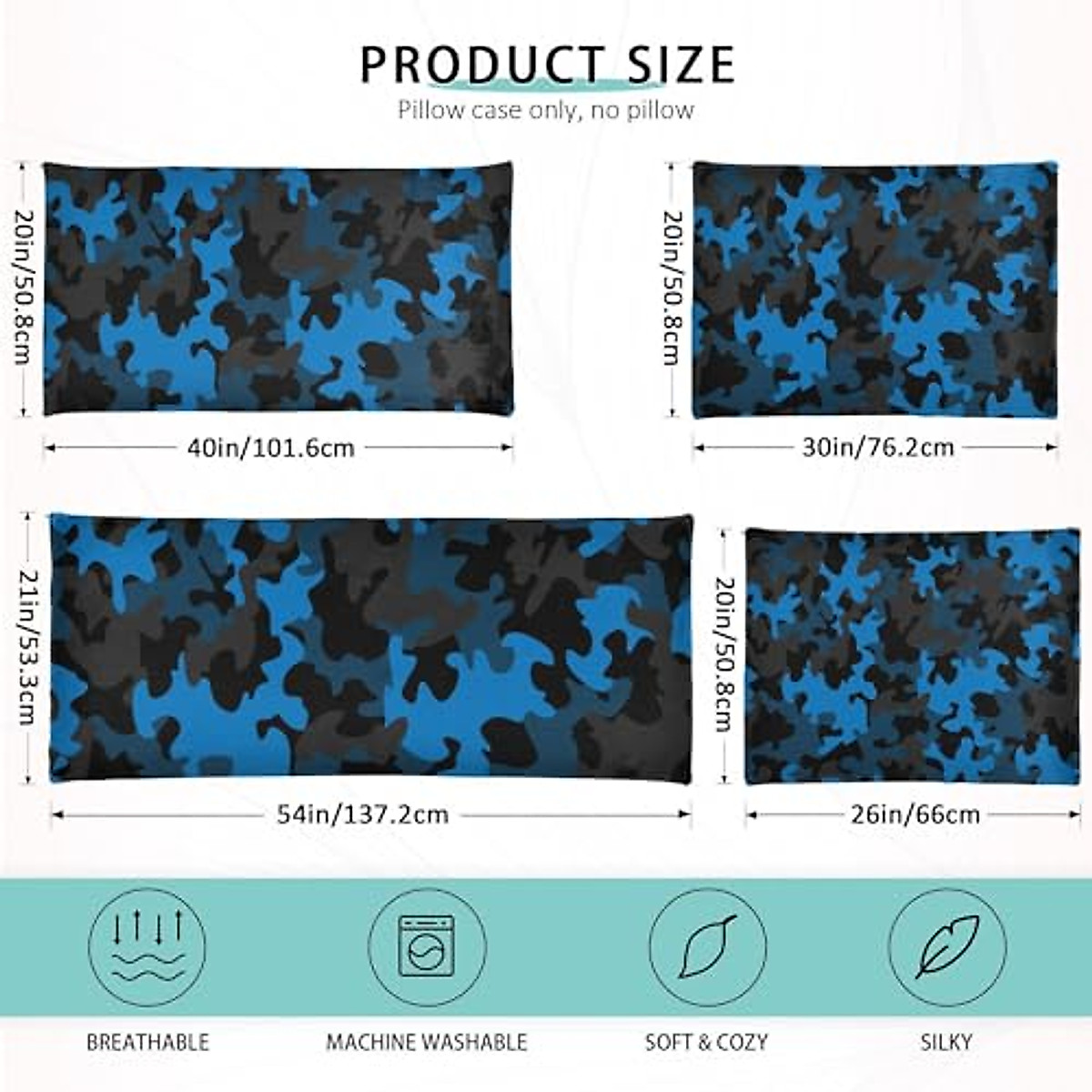 Camouflage Pillowcase for Hair and Skin Body Pillow Cover Body Pillow Case Standard Size 20"X 26" Super Soft Pillow Case with Zipper for Pillow