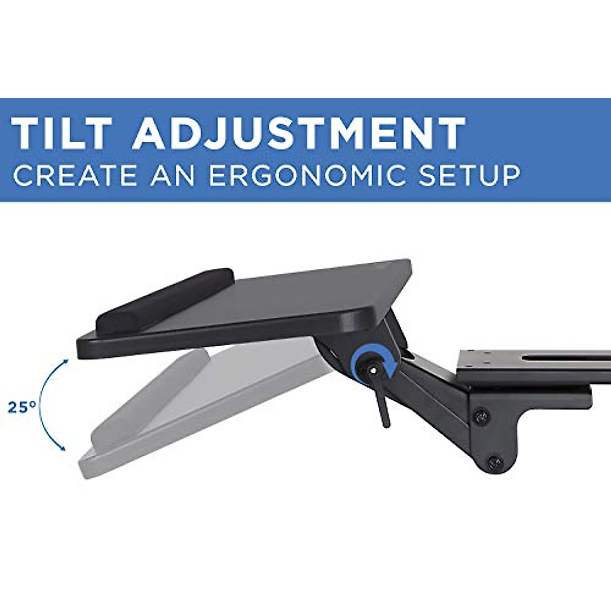Mount-It! Adjustable Under Desk Keyboard Tray, Ergonomic Computer Keyboard and Mouse Platform with Wrist Rest Pad, Keyboard Slide Out Tray with Height, Tilt and Swivel Adjustment, Black (MI-7132)