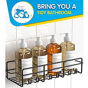 Coraje Adhesive Shower Caddy, [2-Pack] Shower Organizer, Large Capacity Rustproof Shower Shelves, Stainless Steel Bathroom Shower Organizer, Shower Shelf for Inside Shower, Black
