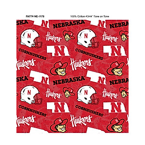University of Nebraska Cotton Fabric with New Tone On Tone Design Newest Pattern