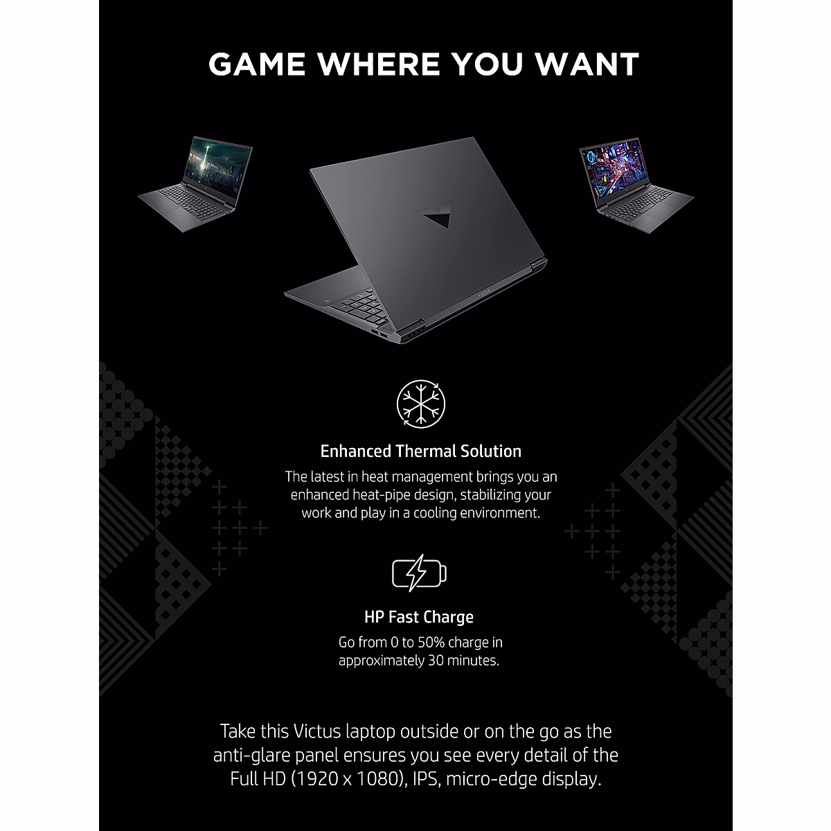 HP Victus 16 Gaming Laptop, NVIDIA GeForce RTX 3050, 11th Gen Intel Core i5-11260H, 8 GB RAM, 512 GB SSD, 16.1” Full HD IPS Display, Windows 10 Home, Backlit Keyboard, Fast Charge (16-d0020nr, 2021)