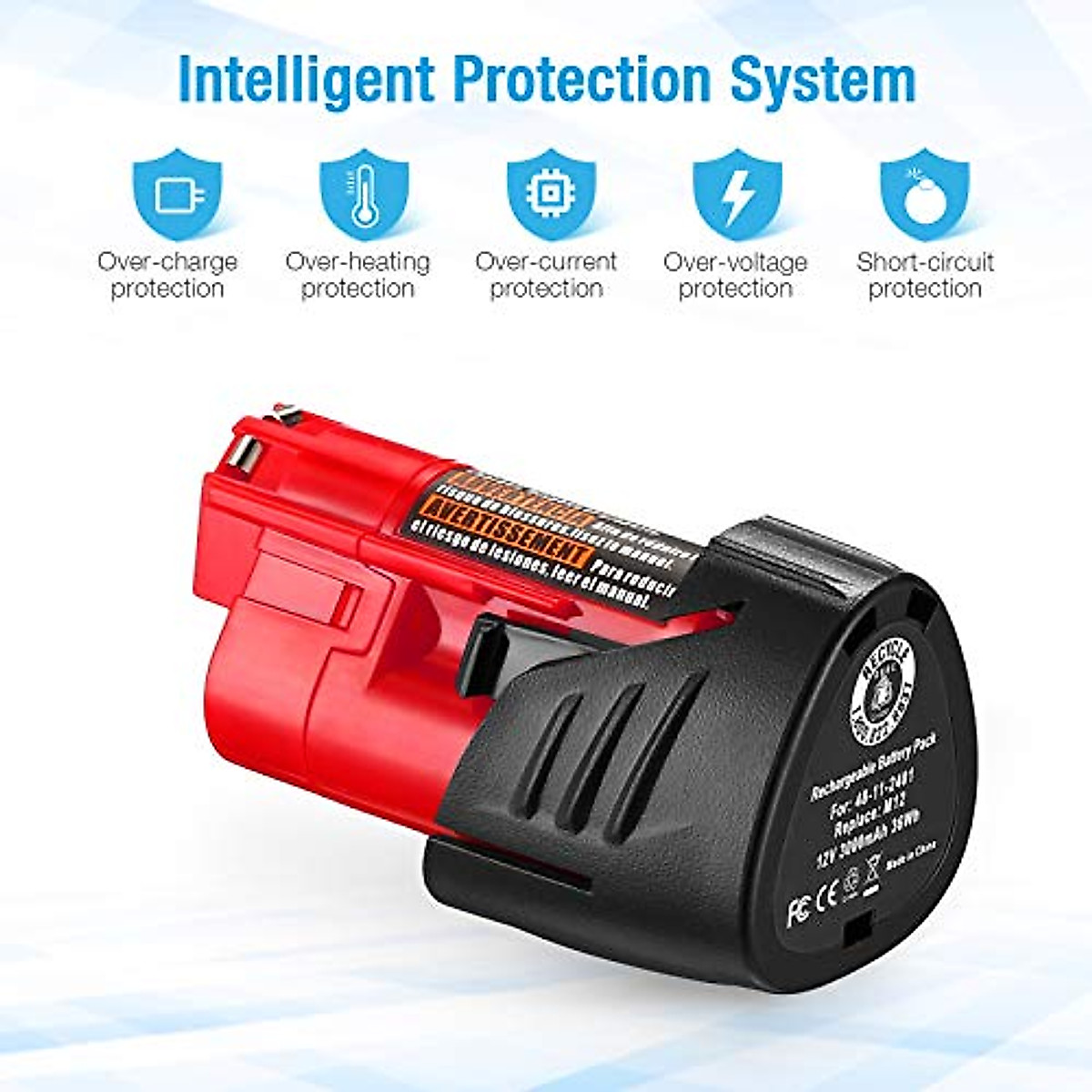 Powerextra 4Pack M 12 3.0Ah Replacement Battery for 12V M12 Lithium Ion Battery XC 48-11-2420 48-11-2440 48-11-2402 48-11-2411 48-11-2412 Cordlees Power Tools