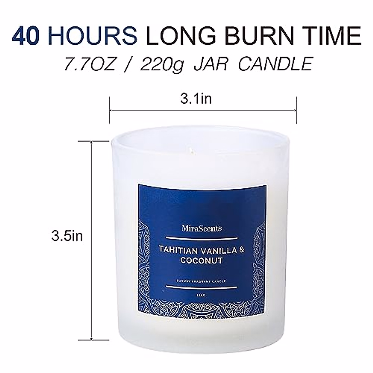 Vanilla&Coconut Scented Soy Candles for Home, Aromatherapy Candle Gift for Women, Natural Soy Wax Jar Candle for Relief & Relaxation, 7.7OZ (V C)