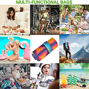 visesunny Abstract Peace Sign Design Tie Dye 2Pcs Wet Bag with Zippered Pockets Washable Reusable Roomy Diaper Bag for Travel,Beach,Daycare,Stroller,Diapers,Dirty Gym Clothes,Wet Swimsuits,Toiletries