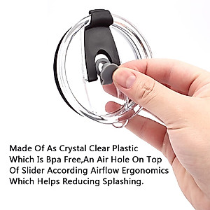 20oz Skinny Tumbler Cups Replacement Lids Compatible with YETI Rambler and More, Spill Proof Covers, Straw Friendly (Double Hole), 4 Count (Pack of 1)…